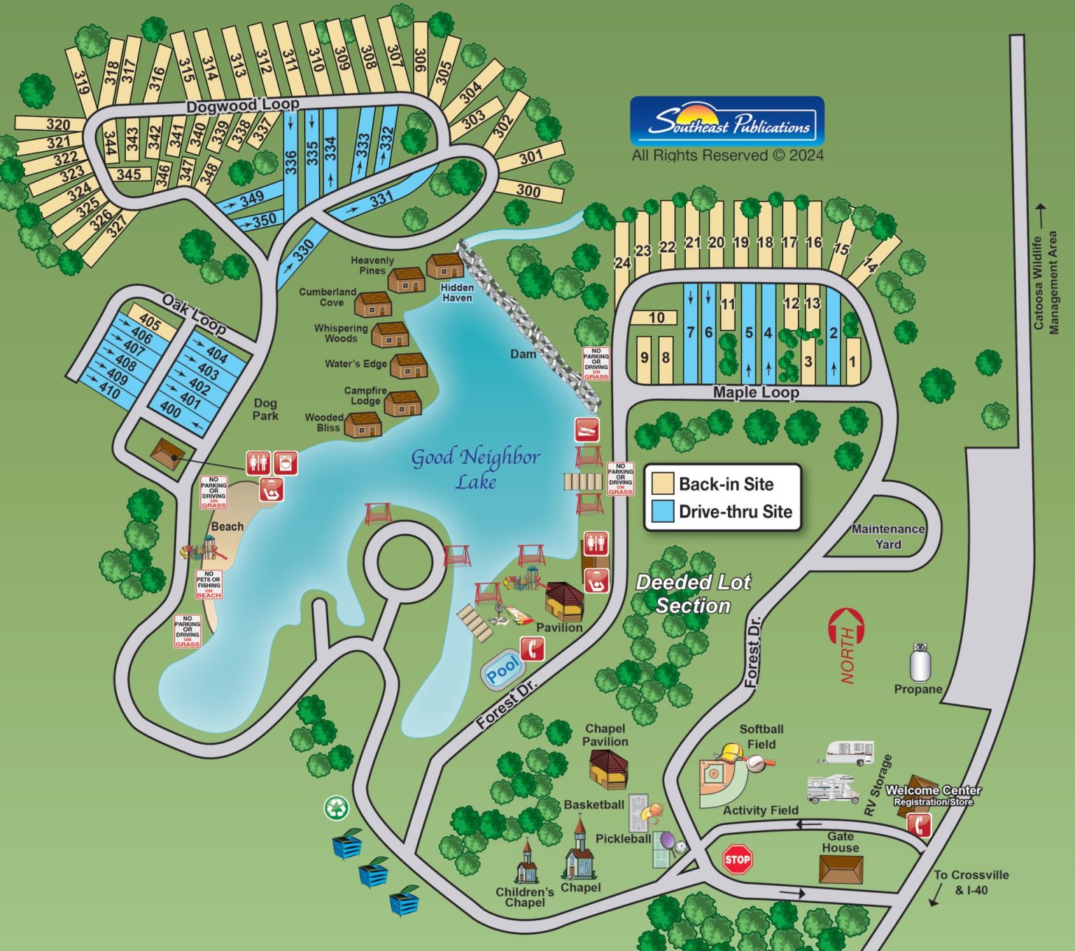 Deer Run RV Resort Map & Rules | RV Camping Crossville, TN